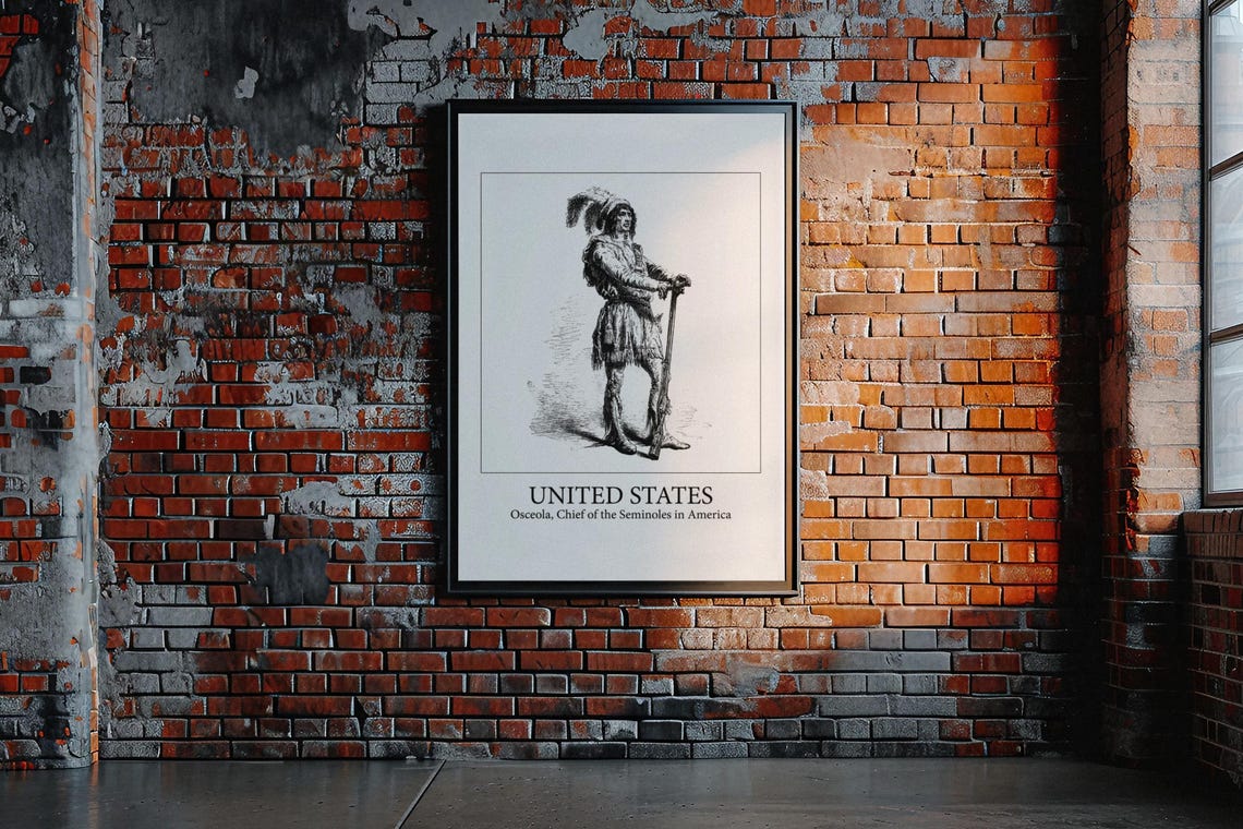 Vintage Digital Poster History of America, Osceola Chief of the ...