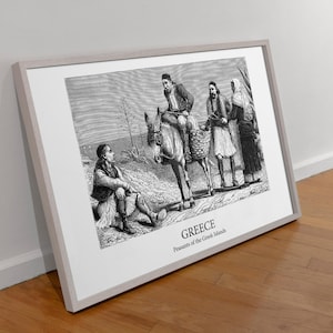 Vintage Digital Poster | Greece 1800s: Peasants of the Greek Islands ...