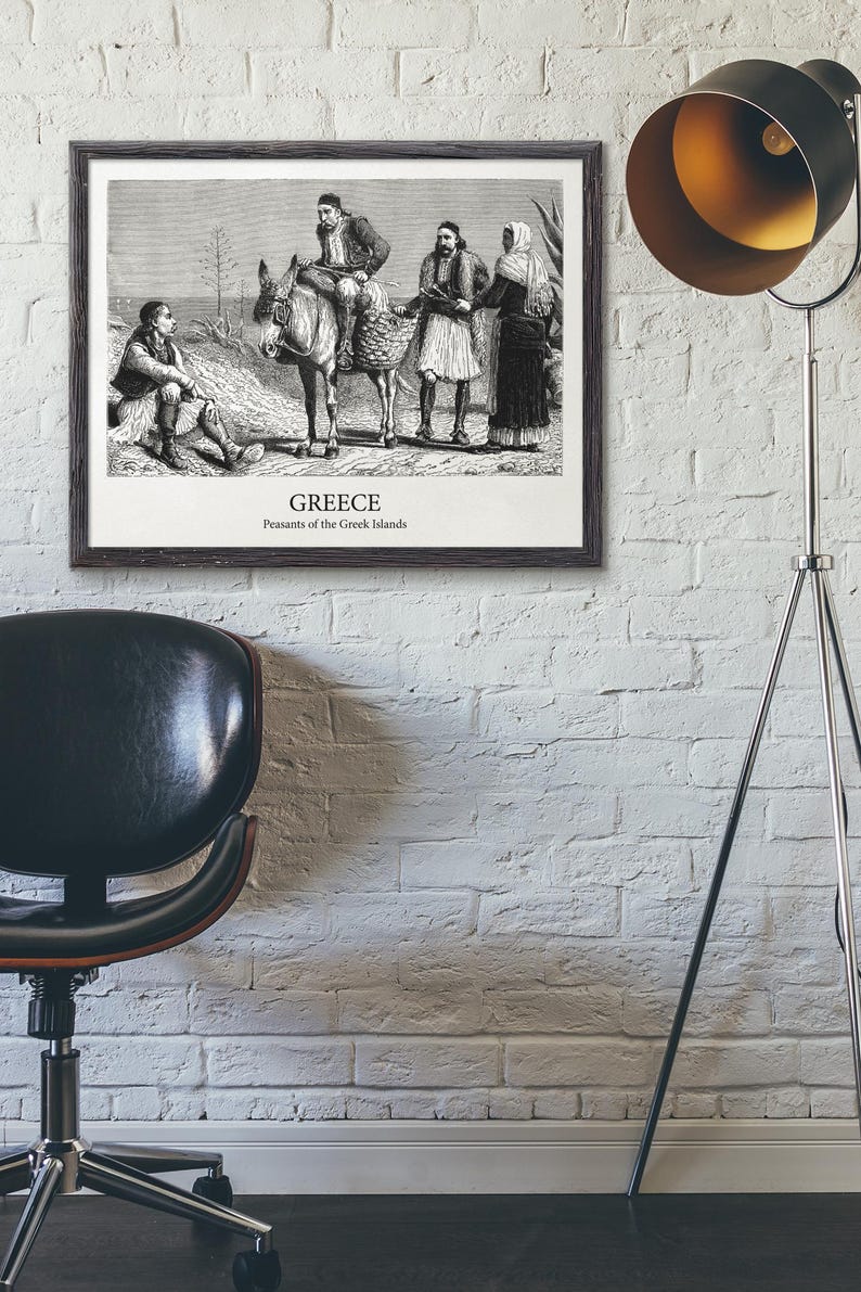 Vintage Digital Poster | Greece 1800s: Peasants of the Greek Islands ...