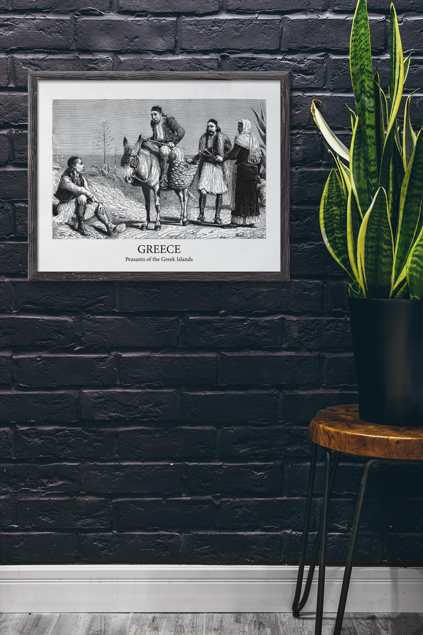 Vintage Digital Poster Greece 1800s: Peasants of the Greek Islands ...