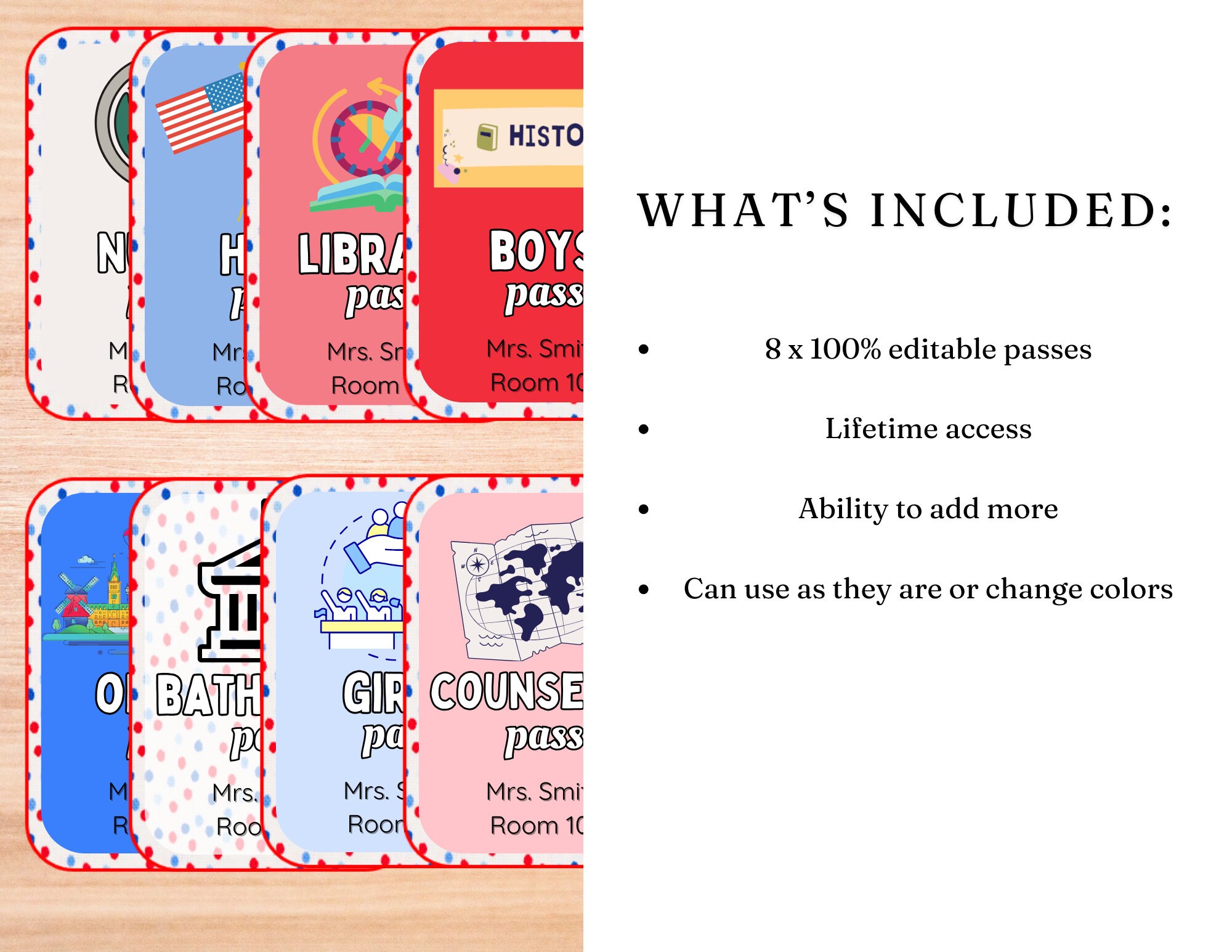 Printable Classroom Hall Passes: Customizable Canva Template - Etsy UK