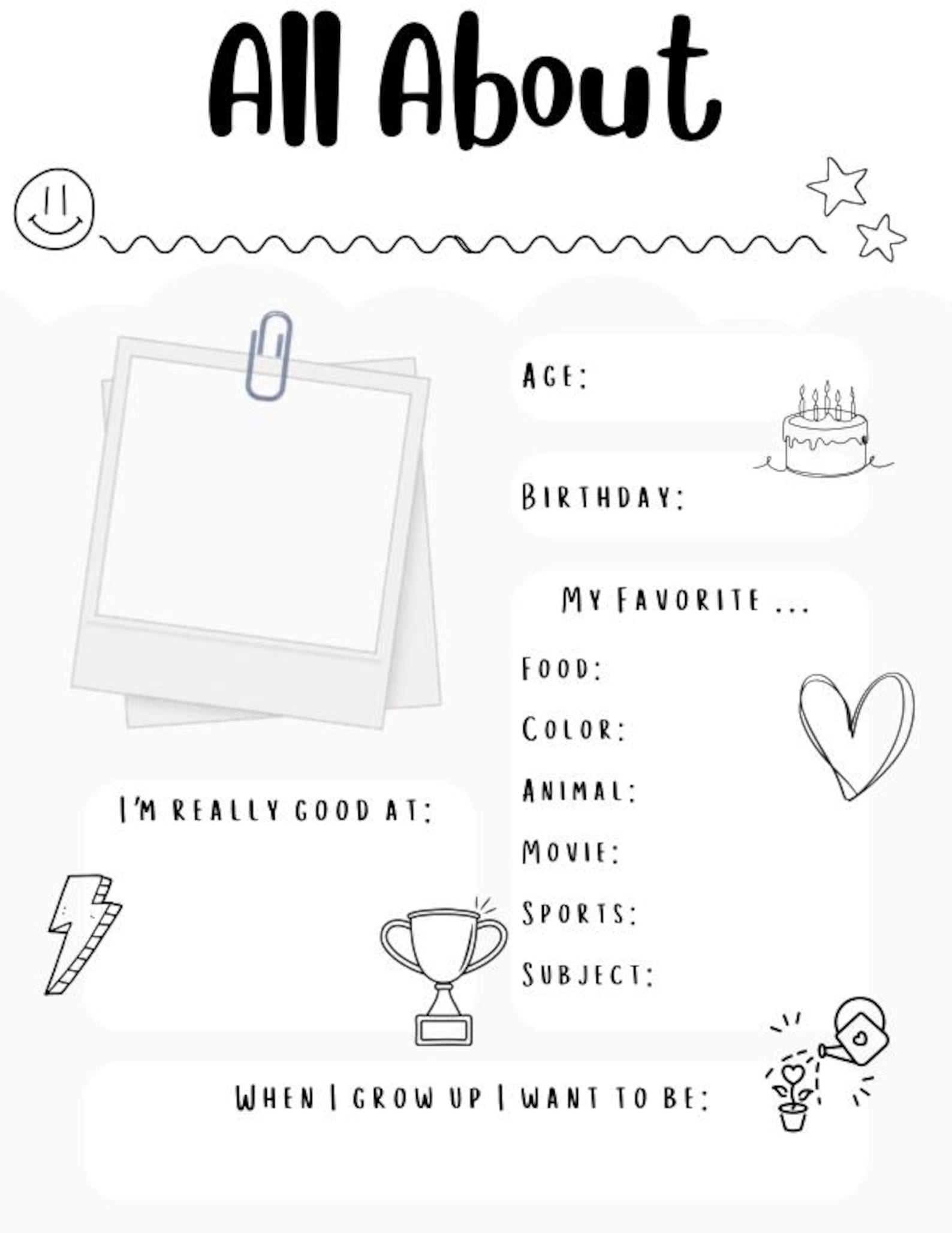 All About Me Back to School Printable: Editable Kid's Questionnaire ...