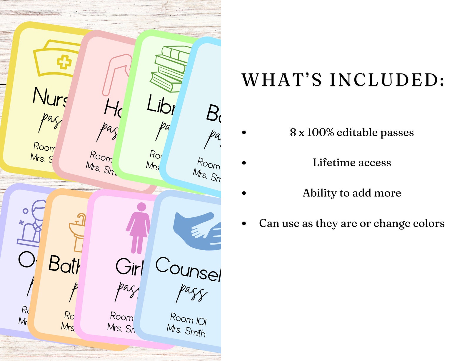 Classroom Hall Pass Templates: Customizable School Passes (canva ...