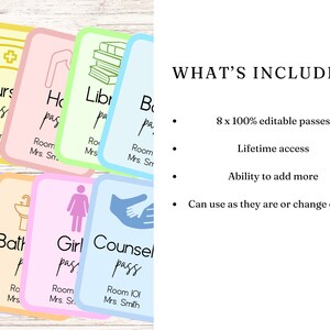 Classroom Hall Pass Templates: Customizable School Passes (canva ...