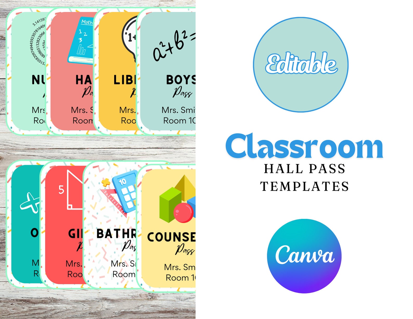 Math Classroom Hallpass/canva, Passes, Bathroom, Hall Pass, Office ...