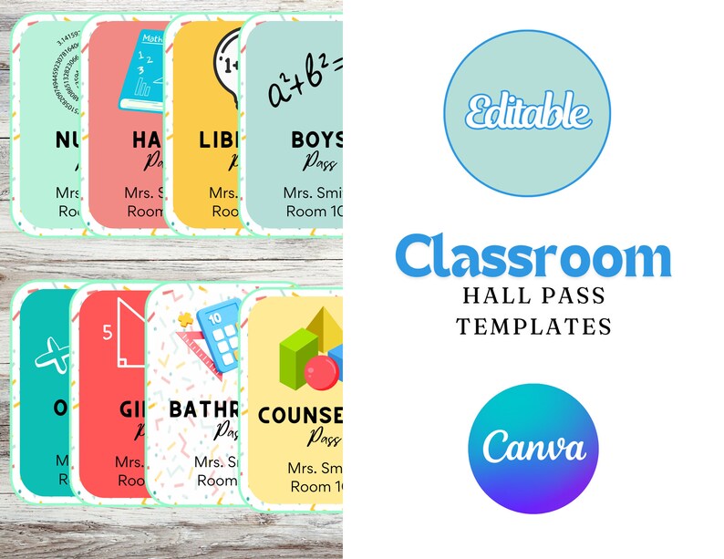 Math Classroom Hallpass/canva, Passes, Bathroom, Hall Pass, Office ...