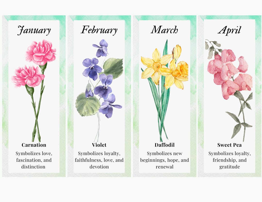 Birth Flower Bookmarks - Etsy