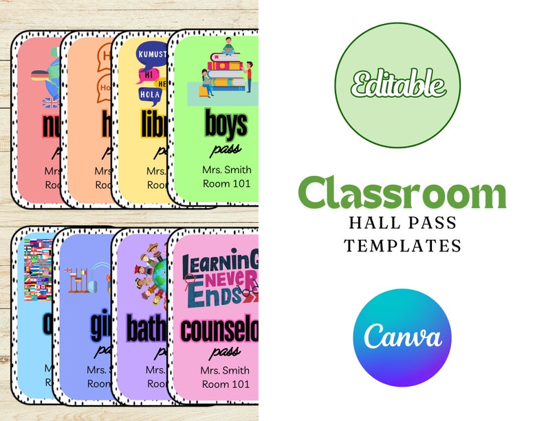 Foreign Language Hallpass/canva, Language Arts, Pass, Bathroom, Hall ...