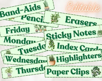 Editable Plant Classroom Decor Labels for Management and Teacher ...