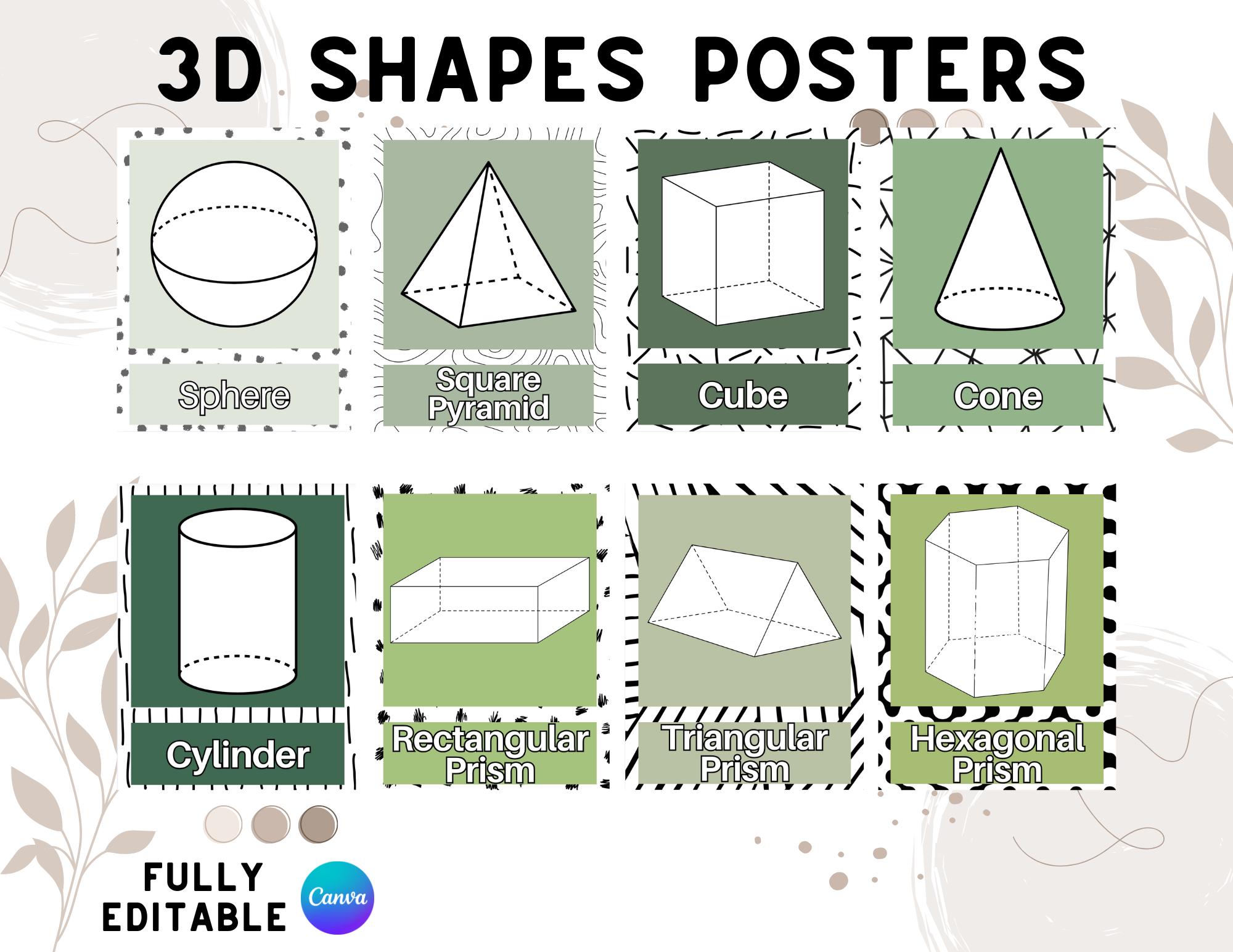 Boho 3D Shapes Posters: Classroom Math Decor (digital Download) - Etsy
