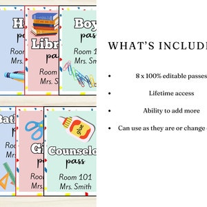 Primary Colors Classroom Hallpass /canva, Passes, Bathroom, Hall Pass ...