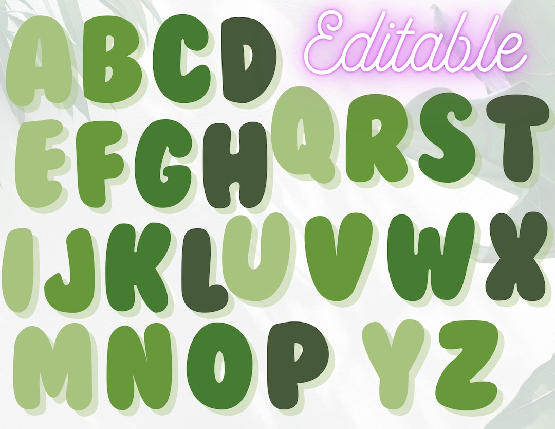 Plant Themed Editable Bubble Letters - Etsy