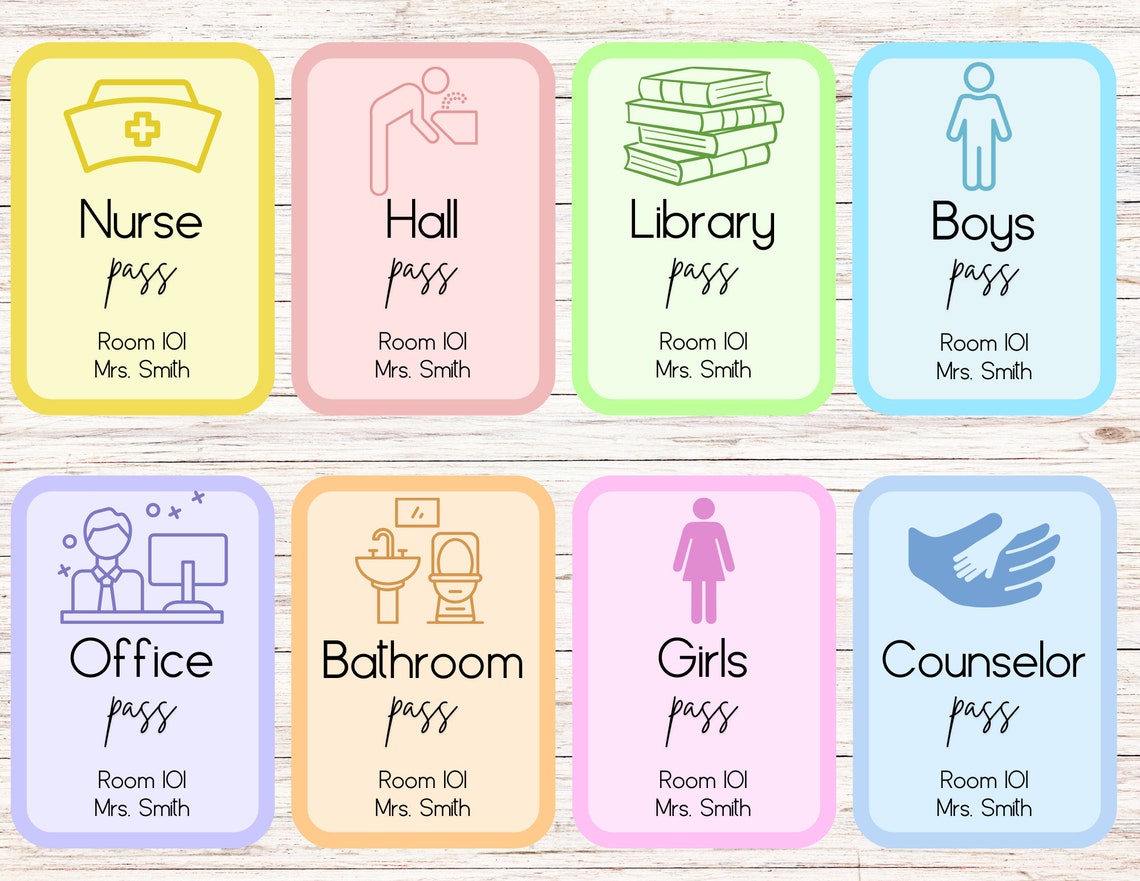 Classroom Hall Pass / Canva Templates, Passes, Bathroom, Hall Pass ...