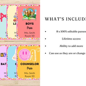 Classroom Hall Passes: Printable Teacher Lanyard Templates (canva ...