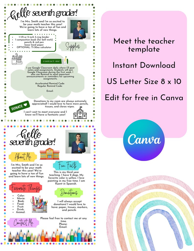 Plant Meet the Teacher Template, Canva Template, Back to School Meet ...