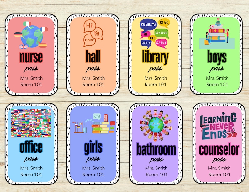 Foreign Language Hallpass/canva, Language Arts, Pass, Bathroom, Hall ...