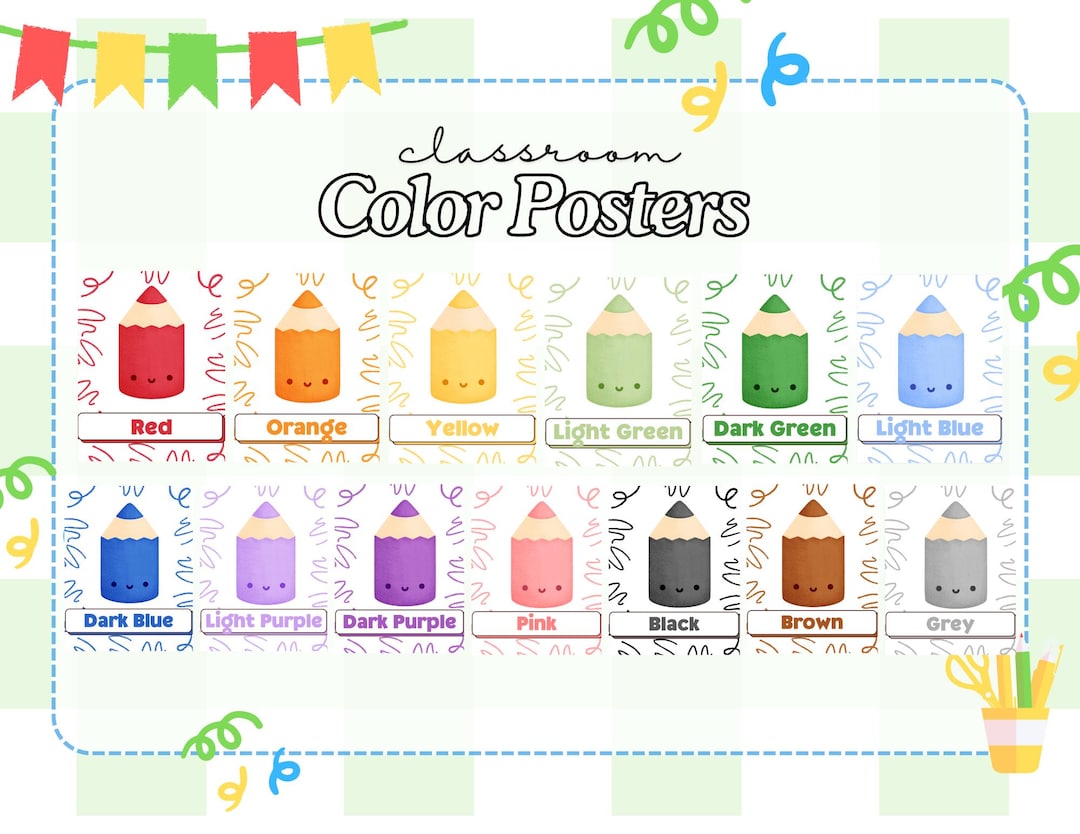 Colorful Classroom Color Posters: Educational Flash Cards (printable ...