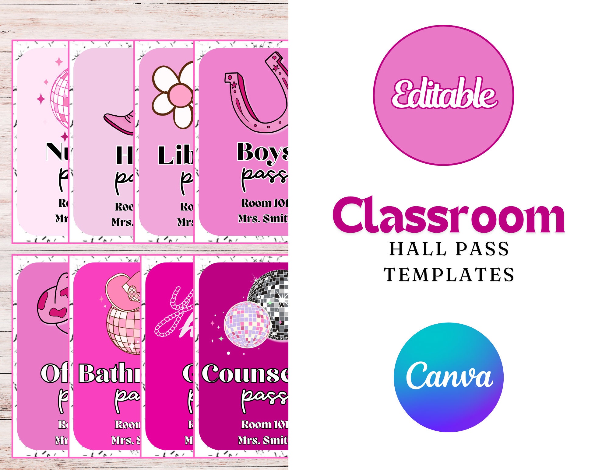 Disco Cowboy Classroom Hallpass /canva, Passes, Bathroom, Hall Pass ...