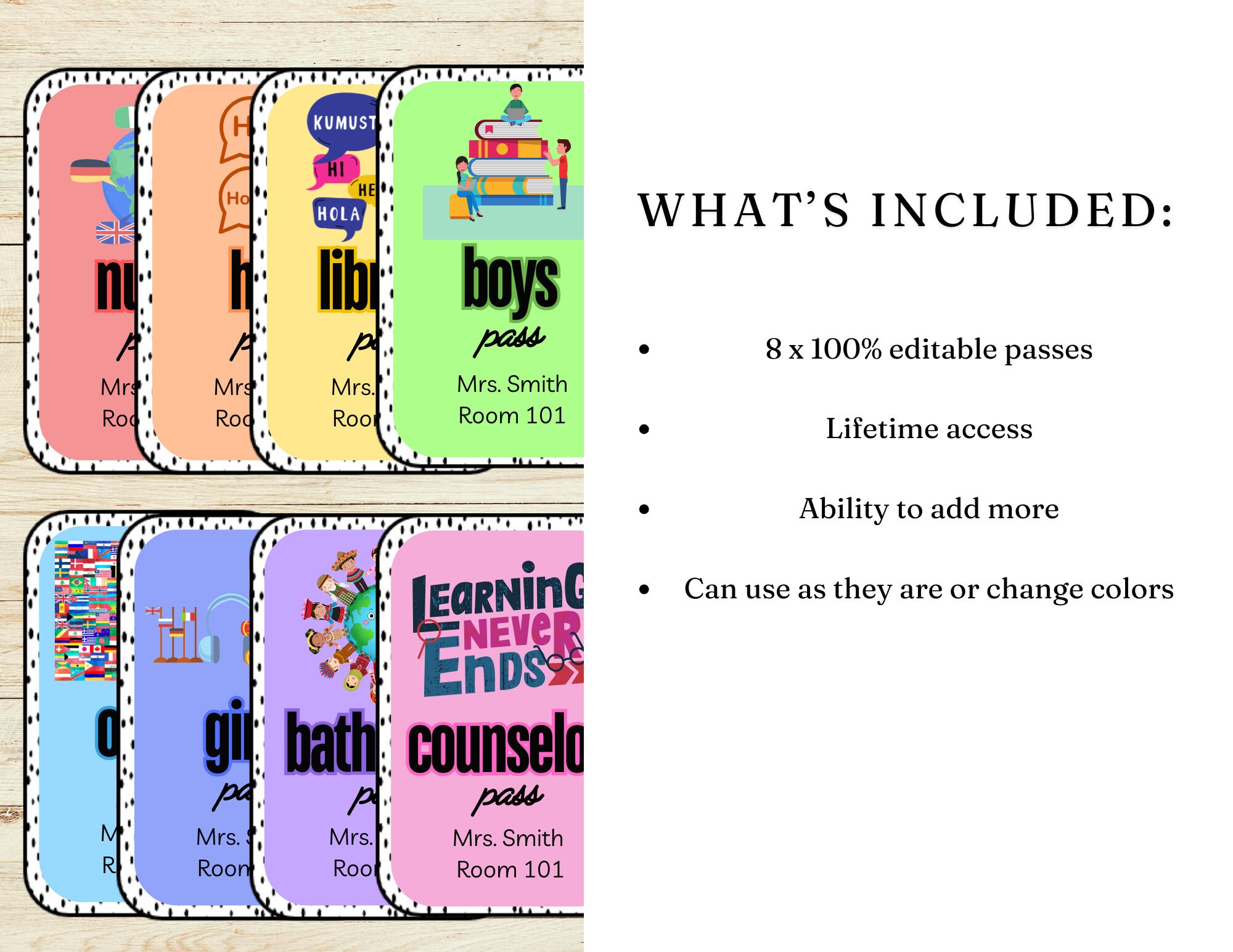 Foreign Language Hallpass/canva, Language Arts, Pass, Bathroom, Hall ...