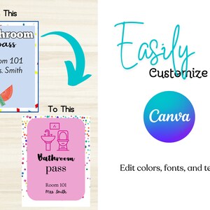 Primary Colors Classroom Hallpass /canva, Passes, Bathroom, Hall Pass ...