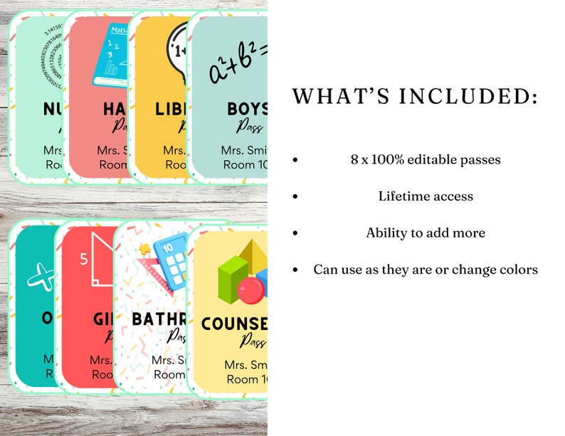 Math Classroom Hallpass/canva, Passes, Bathroom, Hall Pass, Office ...