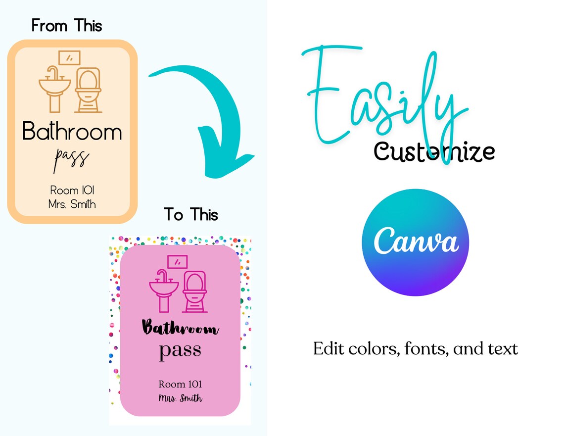 Classroom Hall Pass Templates: Customizable School Passes (canva ...