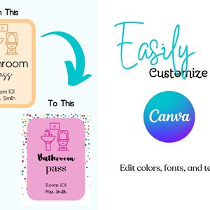 Classroom Hall Pass Templates: Customizable School Passes (canva ...