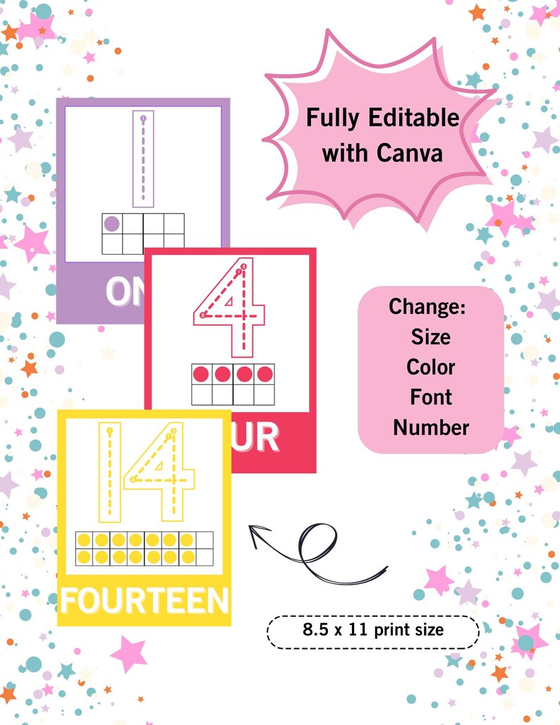 Number Posters Classroom 0-20, Editable Posters, Pastel Numbers ...