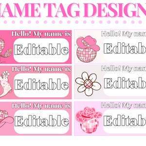 Disco Cowboy Name Tags & Labels - Editable - Etsy