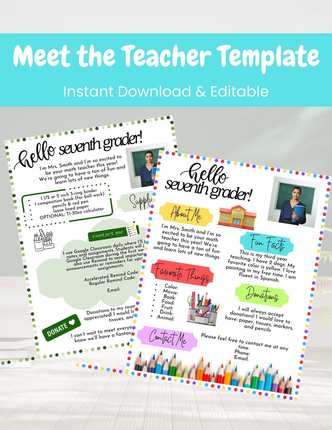 Plant Meet the Teacher Template, Canva Template, Back to School Meet ...