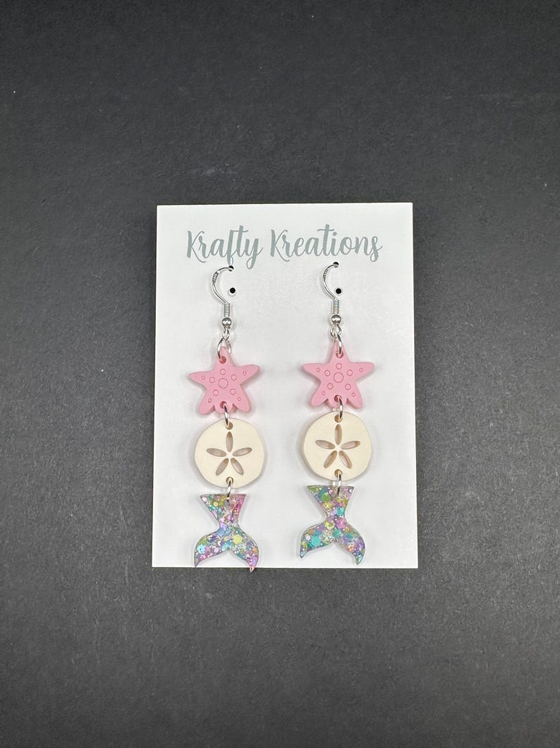 Mermaid Beach Earrings SVG | Laser Cut File for Starfish, Sand Dollar ...