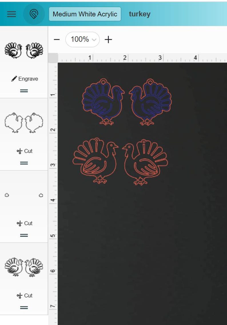 Turkey Earring SVG Bundle - 2 Designs | Thanksgiving Earrings Laser Cut ...