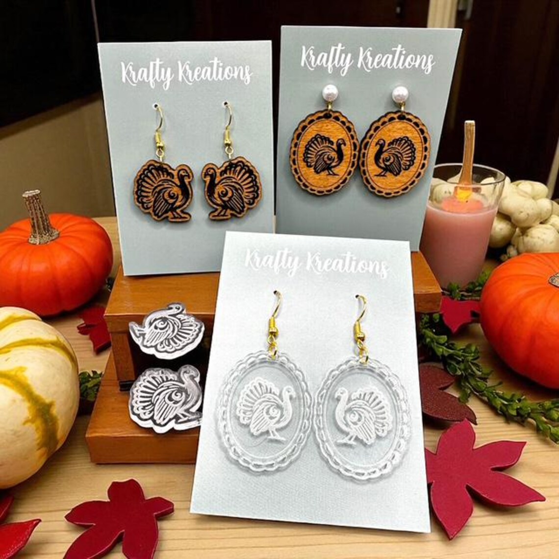 Turkey Earring SVG Bundle: Laser Cut Thanksgiving Jewelry Designs ...
