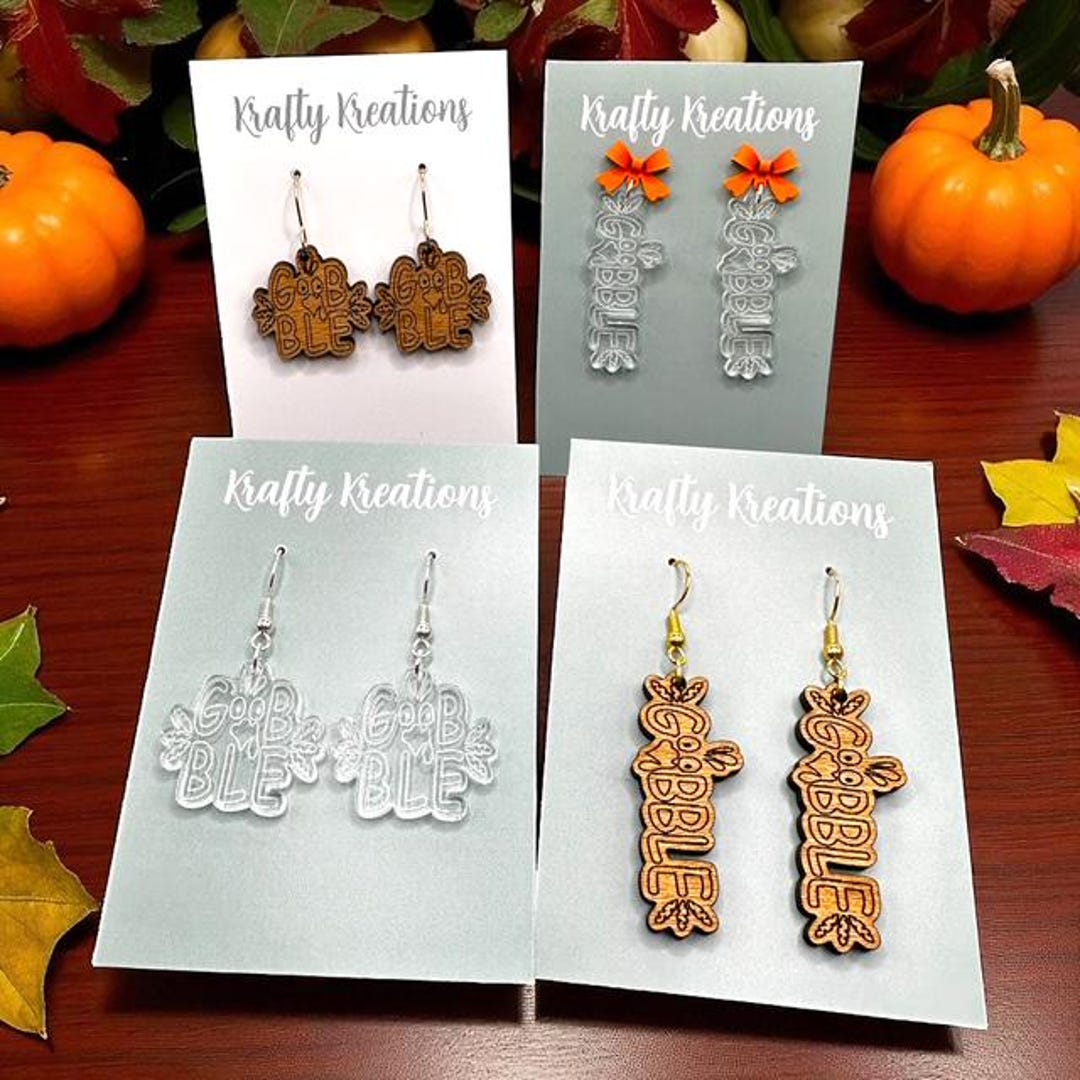 Turkey Gobble Earrings SVG: Thanksgiving Laser Cut Design (digital ...