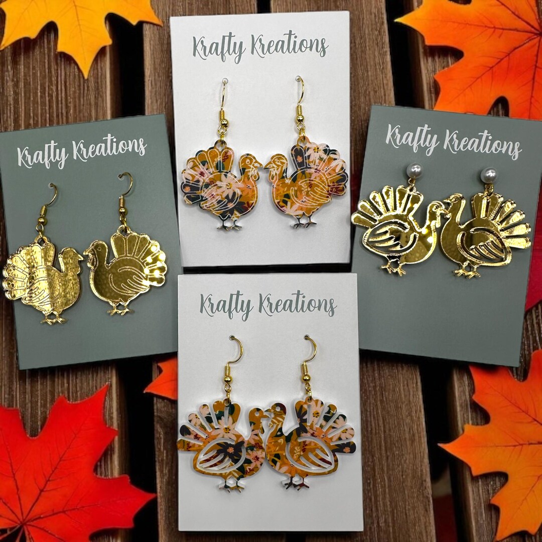 Turkey Earring SVG Bundle - 2 Designs | Thanksgiving Earrings Laser Cut ...