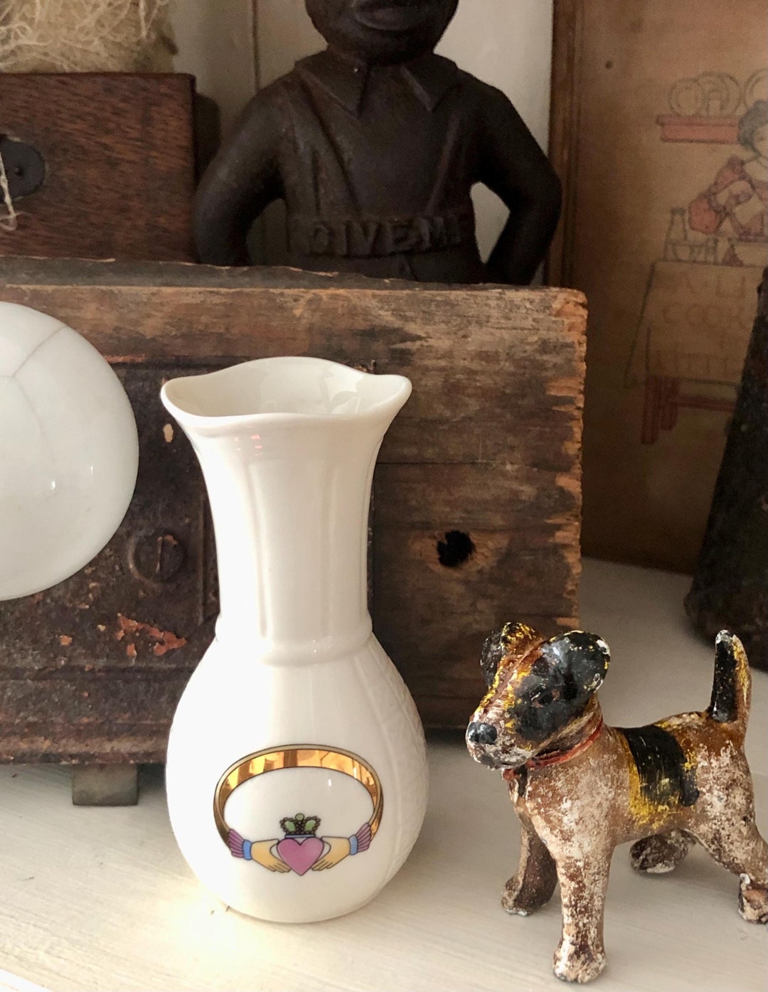 Irish Porcelain 4” Vase / Donegal Parian China / Claddagh Design / Love ...