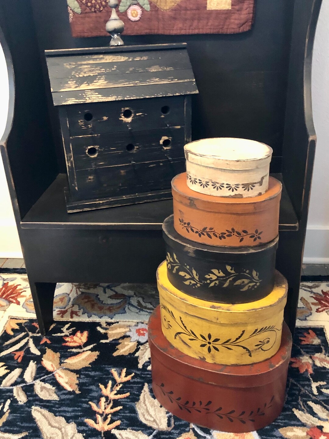 Stacking/nesting Boxes / Handpainted / Primitive/ Country/ Colonial - Etsy