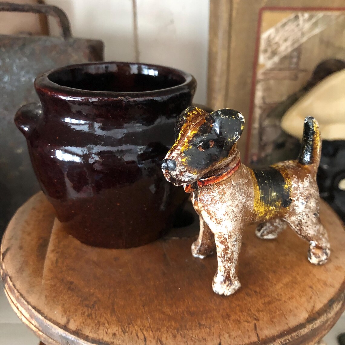 Little Brown Crock / Prim Cheese Pot - Etsy