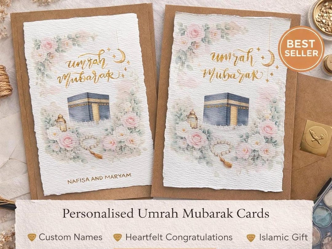 Personalised Luxury Umrah Mubarak Card | Islamic Greeting Card | Kaaba ...