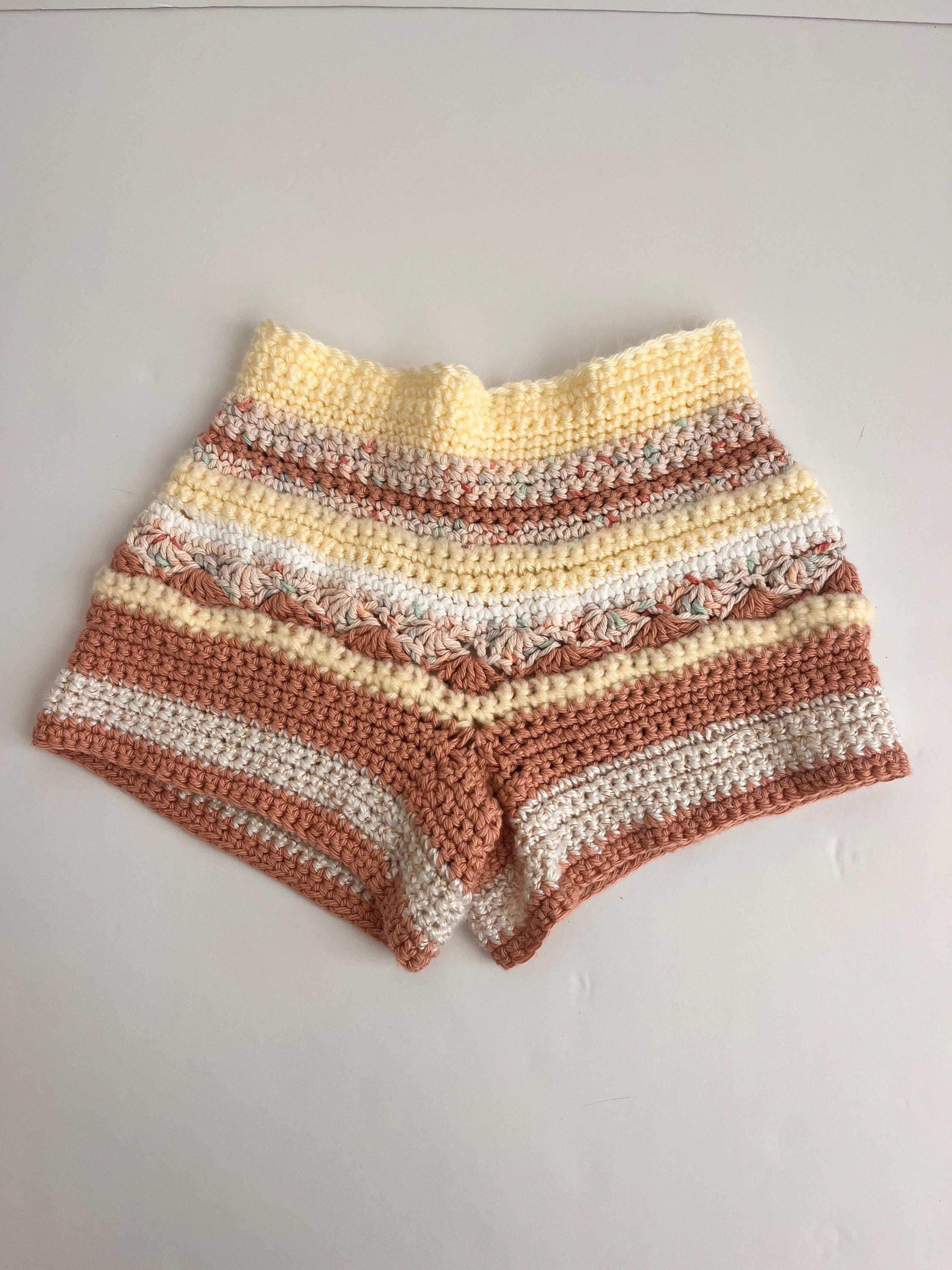 Shorts Crochet Handmade White and Pink Crocheted Shorts Boho Chic Style ...