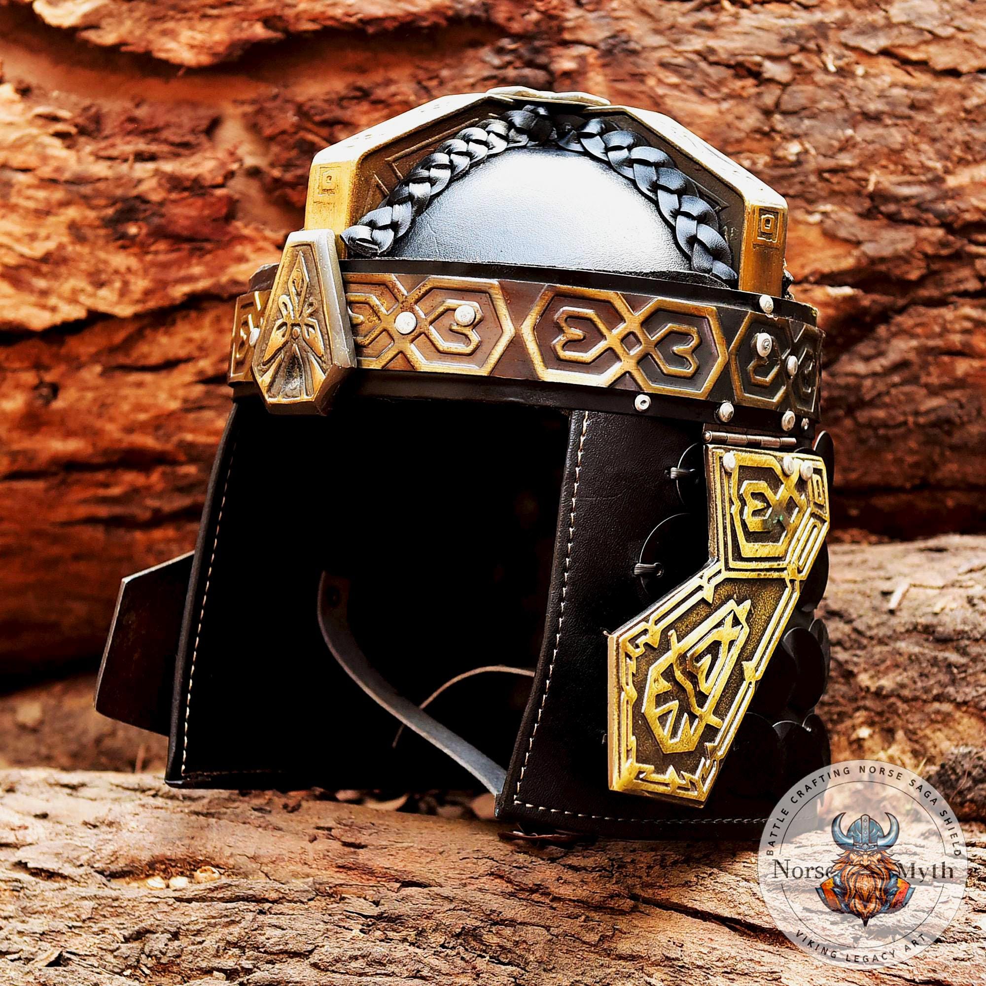 Viking Helmet With Display Stand Handcrafted With Leather Accents ...