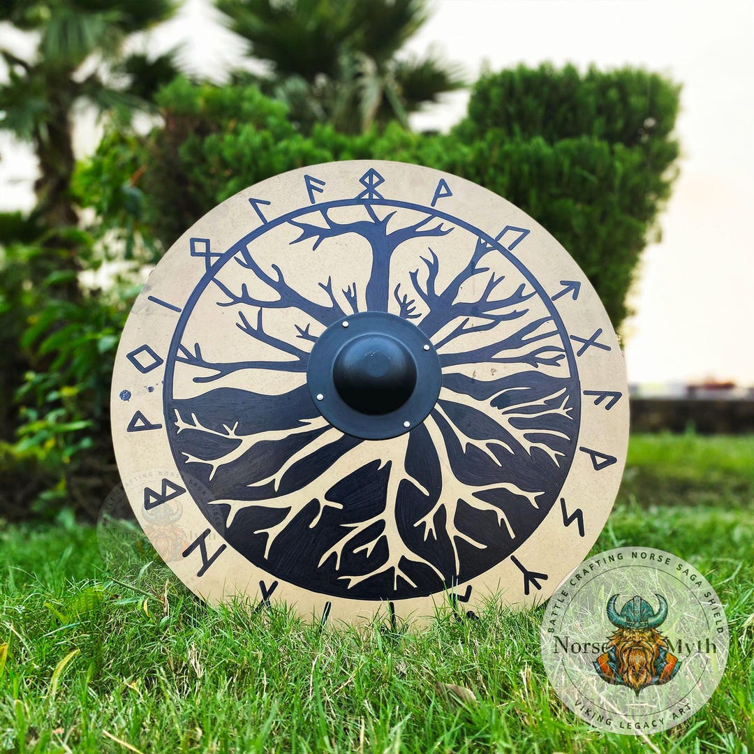 Handcrafted Viking Shield: Yggdrasil Tree & Runes, Norse Decor - Etsy
