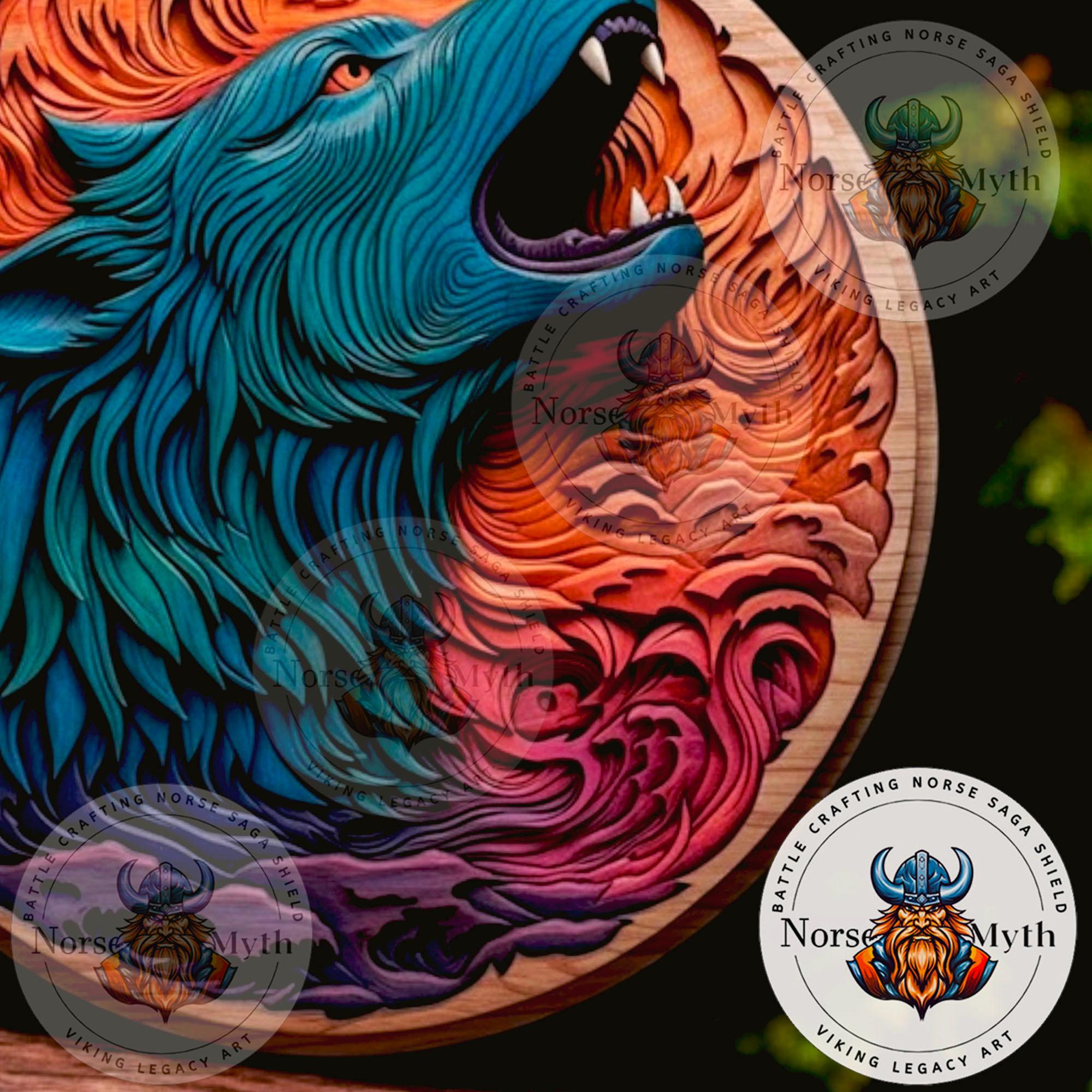 Handmade Fenrir Wolf Shield, Wolf Howling Custom Fenrir Viking Shield ...