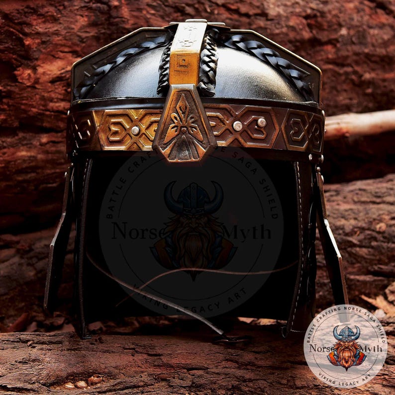 Handcrafted Viking Helmet: Leather Accents, Norse Replica, LARP ...