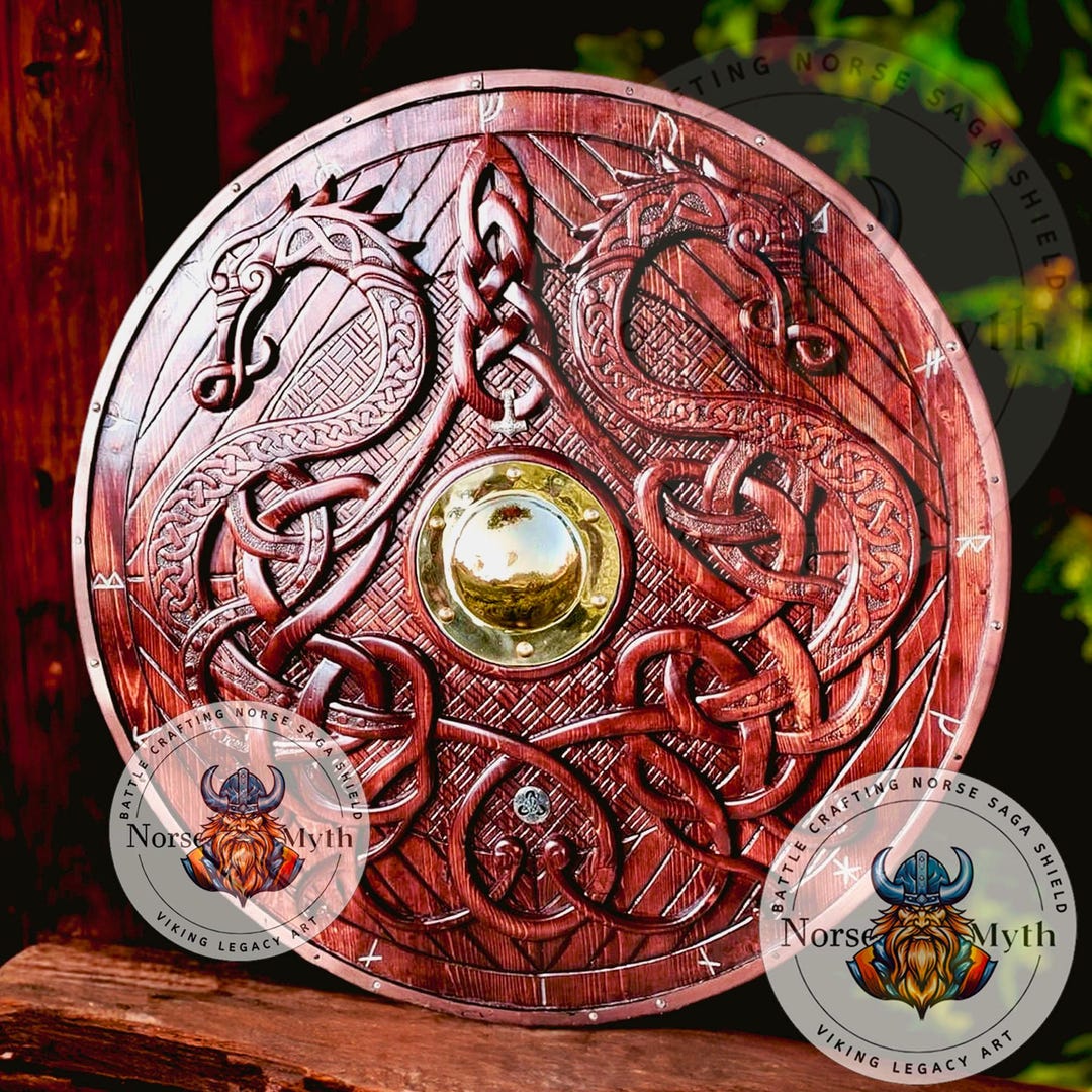 Medieval Viking Dragon Shield, Custom Norse Round Shield, Handcrafted ...