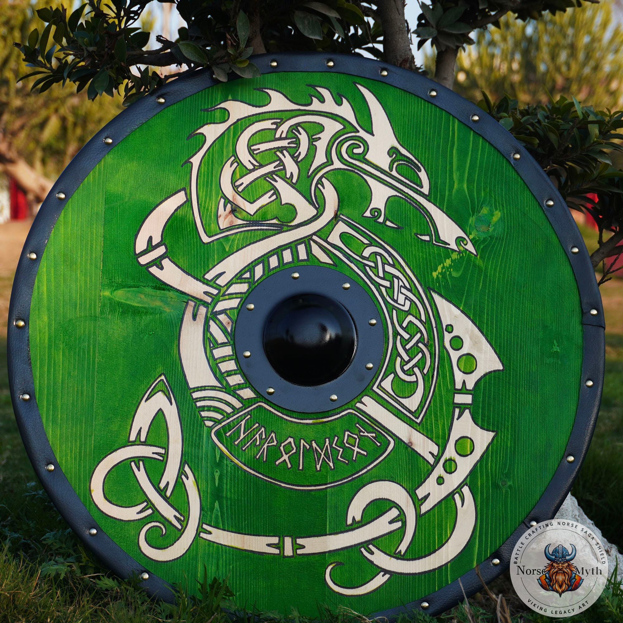 Medieval Viking Shield, Wooden Viking Round Shield, Dragon Painted ...