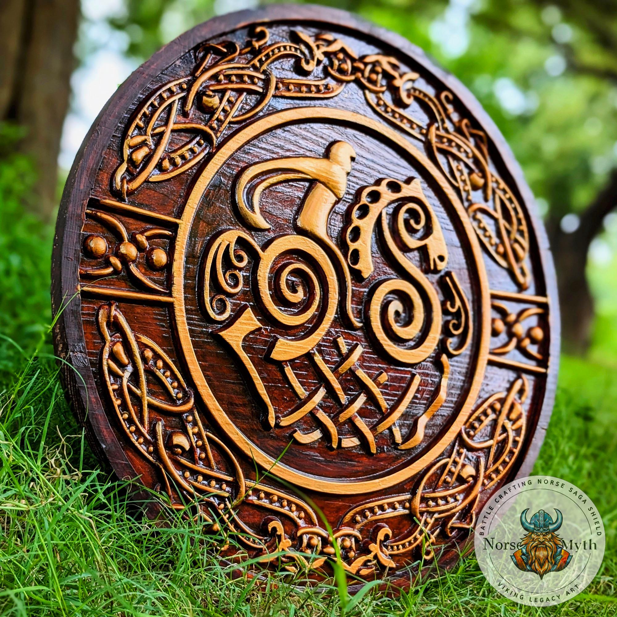 Medieval Viking Shield Featuring Intricate Horse Design – Perfect for ...