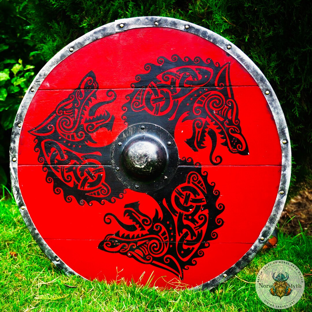 Viking Dragons Shield Art - Handcrafted With Three Dragon Design ...