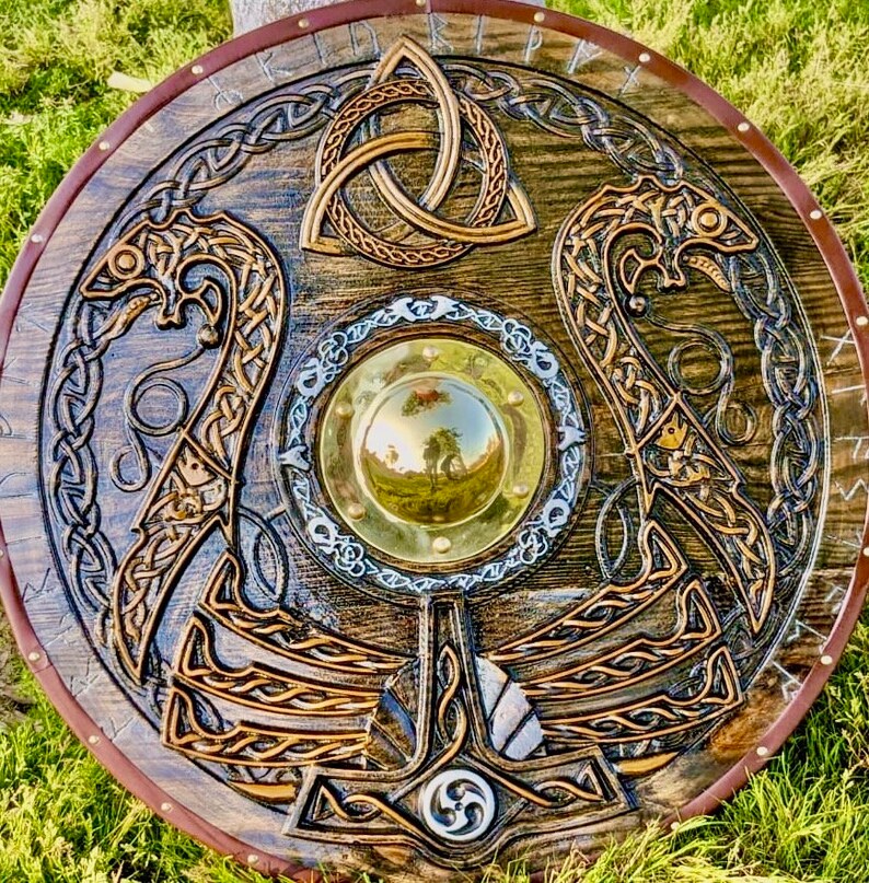 Viking Round Shield, Medieval Norse Dragon Shield, Medieval Norse ...