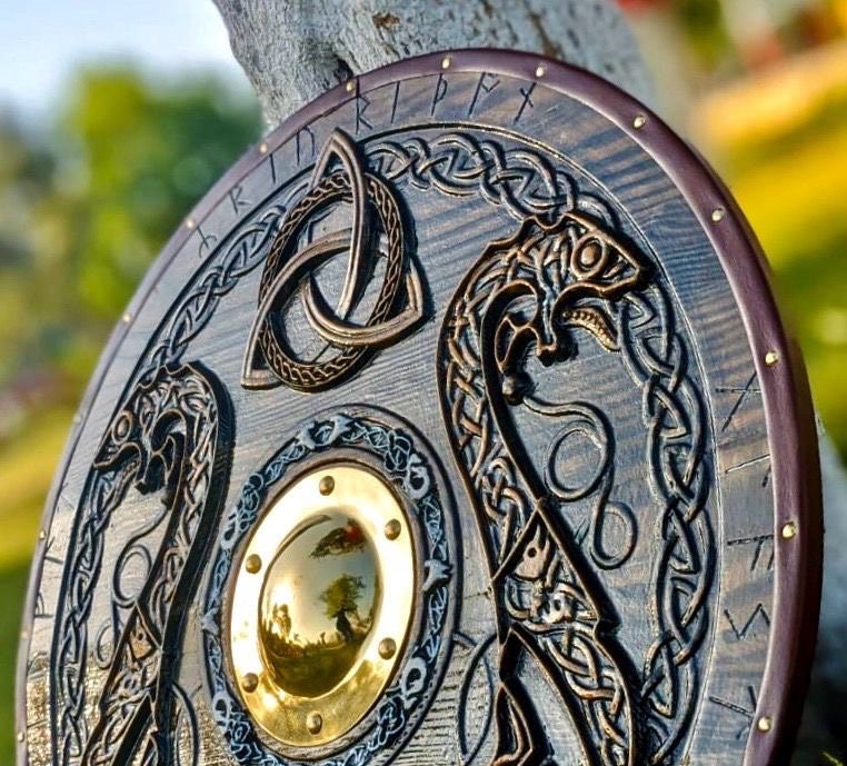 Viking Round Shield, Medieval Norse Dragon Shield, Medieval Norse ...